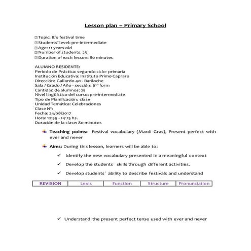 Primary Level - Lesson Plan 4