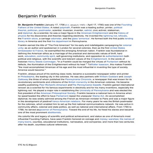 Benjamin franklin | DOCX