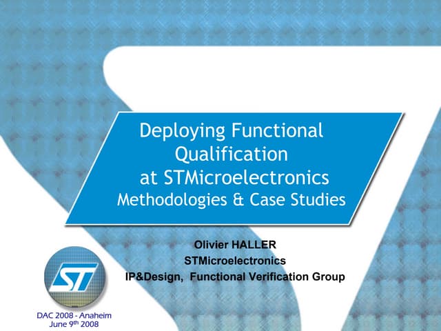 Deploying Functional Qualification At Stmicroelectronics Ppt