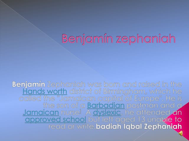 Benjamin zephaniah | PPTX
