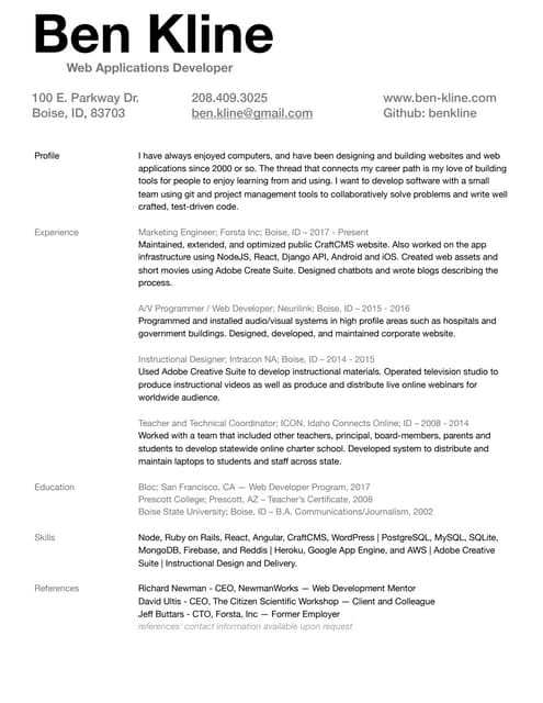 Resume of Alexander Villela | DOC | Web Development | Internet