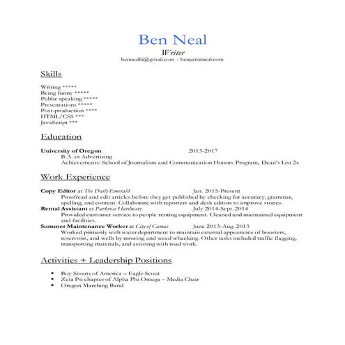 Ben neal resume | DOCX