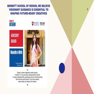 Bennett School of Design, we believe visionary guidance is essential to ...