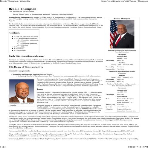 Bennie thompson wikipedia (highlighted) | PDF