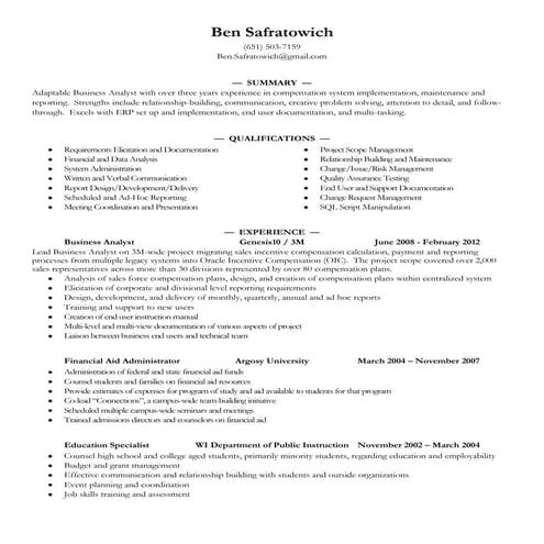 Ben Safratowich Resume | DOCX
