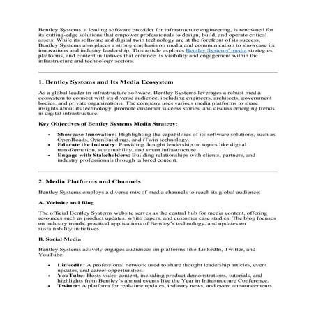 Media Highlights: Bentley Systems’ Innovations & Achievements | PDF