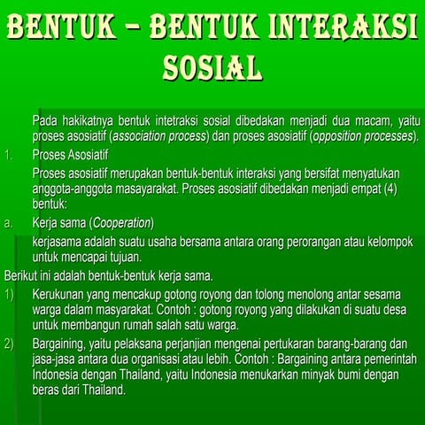 Bentuk bentuk interaksi sosial x | PPT