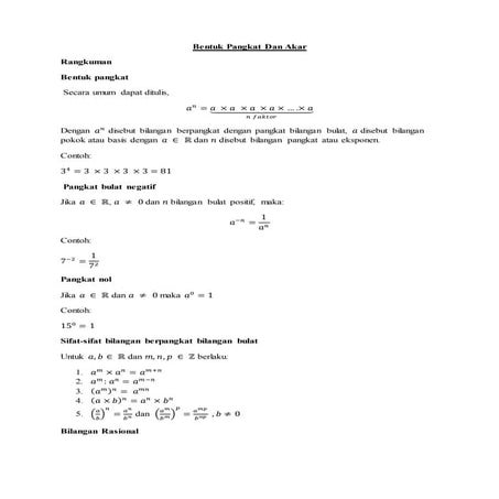 Bentuk pangkat dan akar | DOCX
