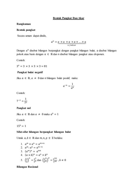 perpangkatan dan bentuk akar | PPTX