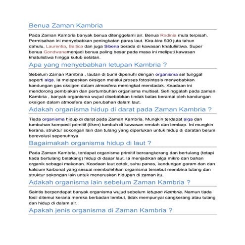 Benua zaman kambria | DOCX