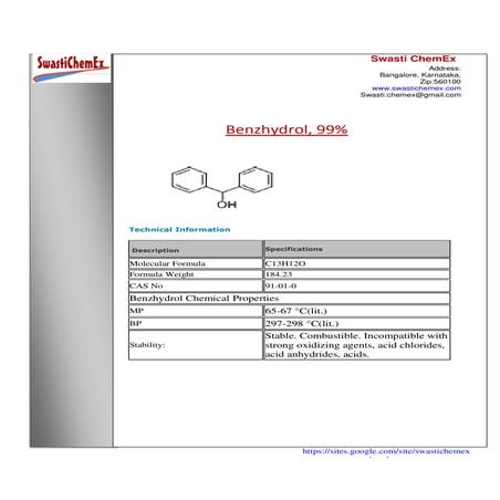 Benzhydrol | PDF | Chemistry | Science