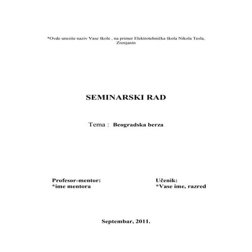 Beogradska berza ekonomija | DOC