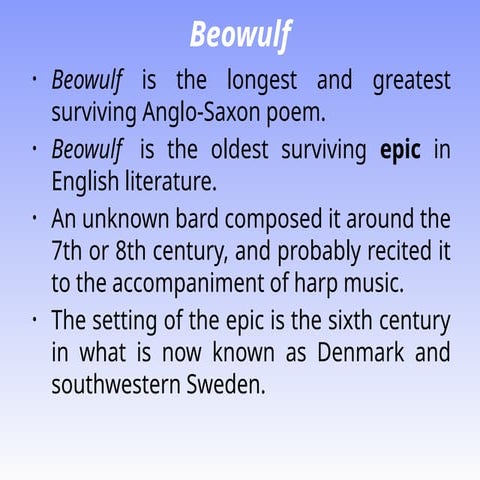 the battle of the hero beowulf and the ogre grendel | PPT