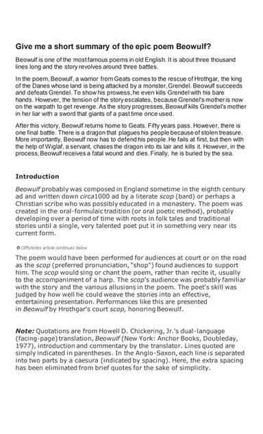 Beowulf Essay | PDF