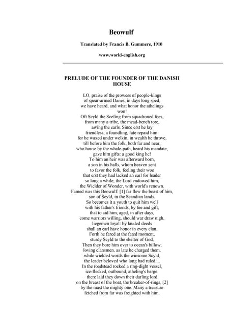 Beowulf summary | DOC