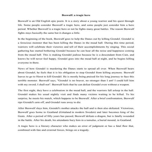 Beowulf : a tragic hero | PDF