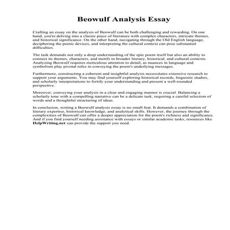 Beowulf Analysis Essay.pdf | Poetry | Books and Literature