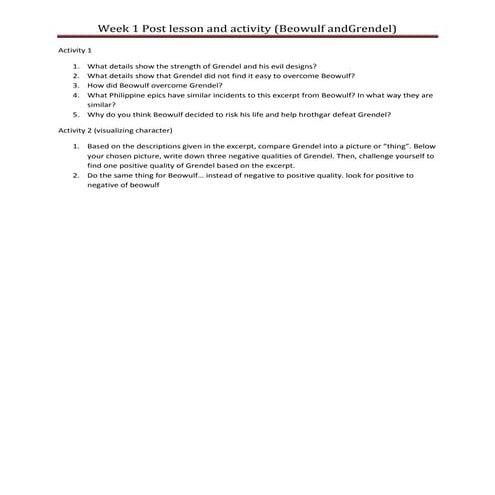 Beowulf and grendel | DOCX