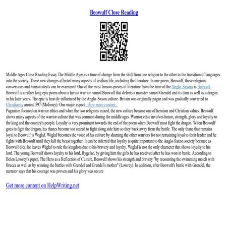 Beowulf Close Reading | PPT