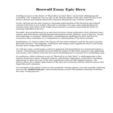 Beowulf Essay Epic Hero. Empire College School of Law | PDF