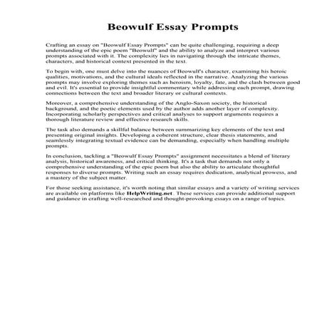 Beowulf Essay Prompts. Purdue University Global | PDF