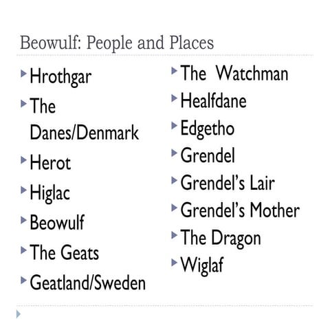 Beowulf People and Places | PPT | Poetry | Books and Literature