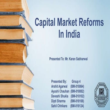 Capital Market Reforms in India | PPTX