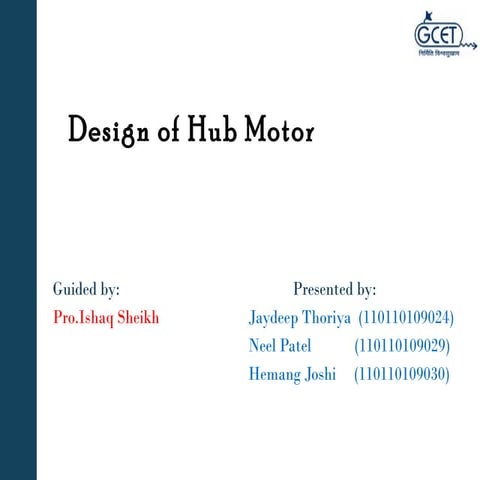 Design of hub motor phase i introduction | PPT