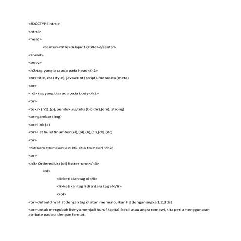 Berajar html 1 | PDF