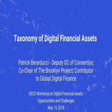 Patrick Berarducci on taxonomy of digital financial assets | PDF