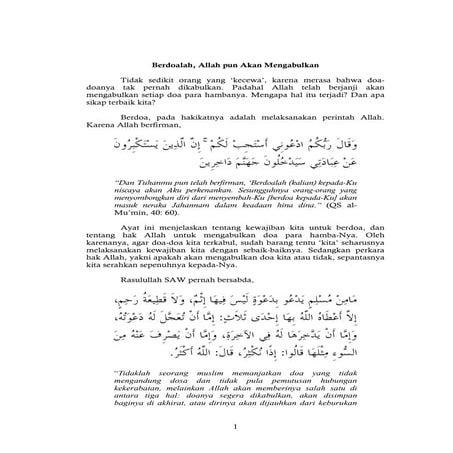 Berdoalah, allah pun akan mengabulkan | PDF