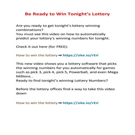 Be ready to win tonight's lottery | PDF