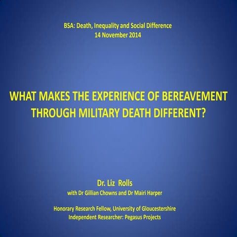 What makes the experience of bereavement through military death ...