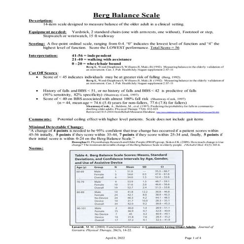 Berg balance-scale | PDF