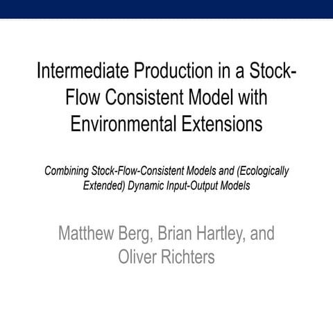 ntermediate Production in a Stock-Flow Consistent Model with Environmental Extensions | PDF ...