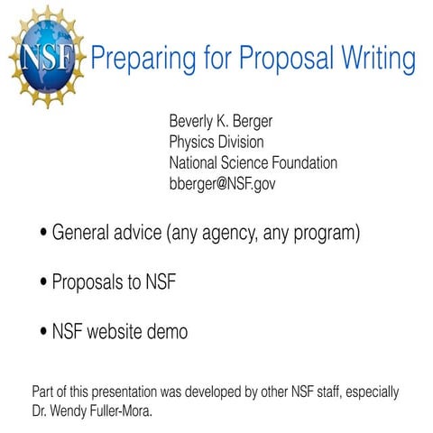 NSF proposal writing | PDF