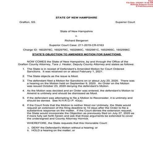 State's Objection to Motion For Sanctions Against Tara Heater, Martha ...