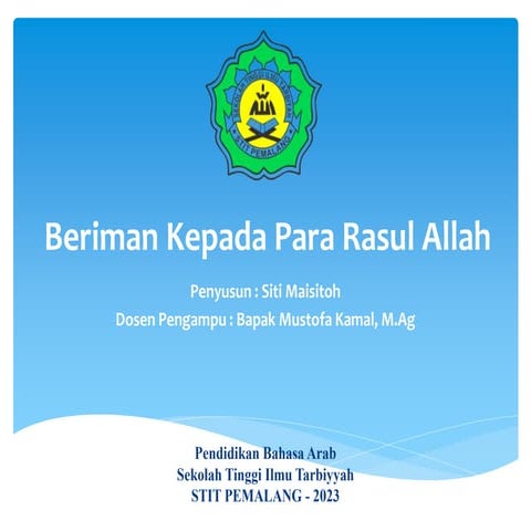 jumlah nabi dan rasul nabi 25 jumlahnya. | PPTX