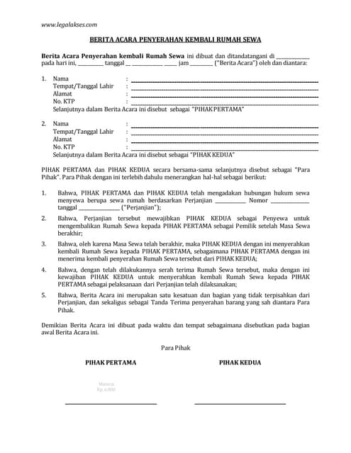 Contoh berita acara pemeriksaan dokumen | DOCX