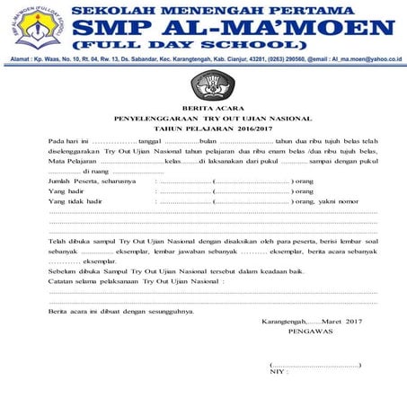Berita acara try out | DOCX