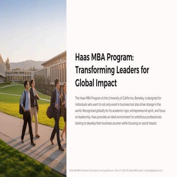Berkeley Haas MBA Program Transforming Leaders for Global Impact | PDF