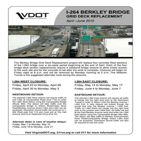 Berkley bridge closure - April 24th & 25th | PDF
