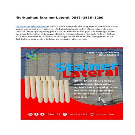 Berkualitas Strainer Lateral 0813-3535-3290 | PDF