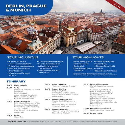 Berlin, Prague & Munich - Itinerary | PDF