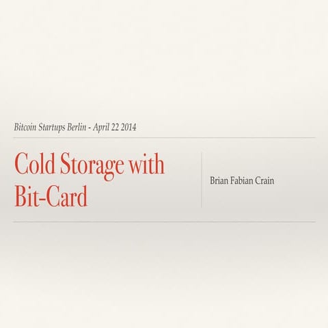 Bitcoin Cold-Storage With Bit-Card And BIP38 | PDF