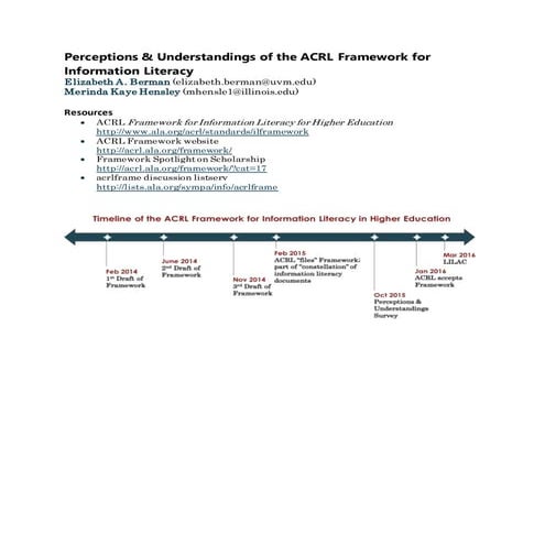 Perceptions and understandings of the ACRL framework for information ...