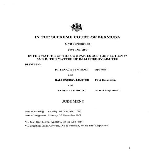 Bermuda supreme court judgement | PDF