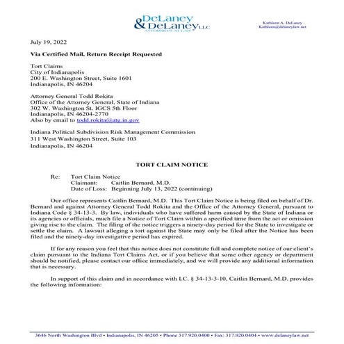 BERNARD - Tort Claim Notice 7.19.2022.pdf | Reproductive Health ...
