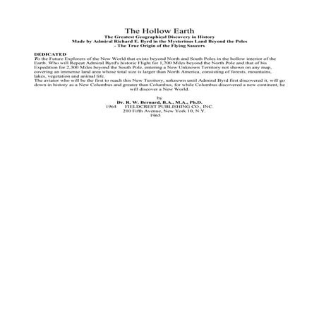 Bernard, dr. rw the hollow earth - the greatest geographical discovery ...