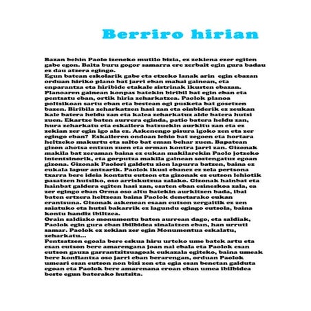 Berriro hirian | DOC